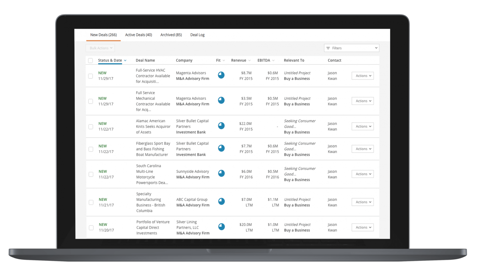 See And Manage All Of Your Inbound Deal Flow With Axial